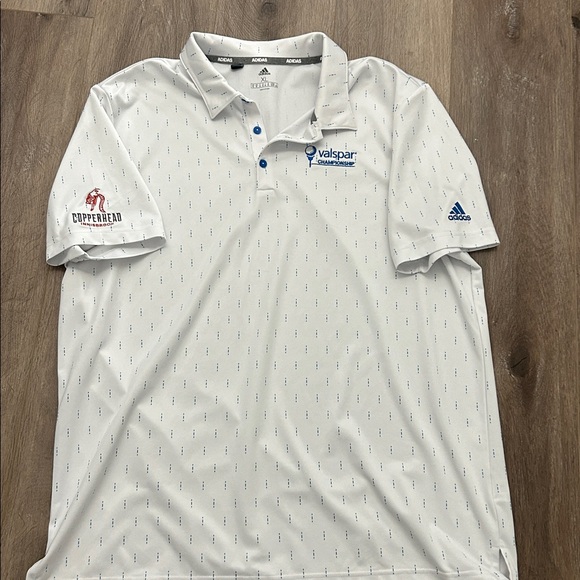 adidas | Shirts | Adidas White Valspar Golf Tournament Polo With Blue ...